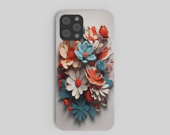3D Flower Art Phone, PNG, Digital Templates for Custom Phone Cases ...