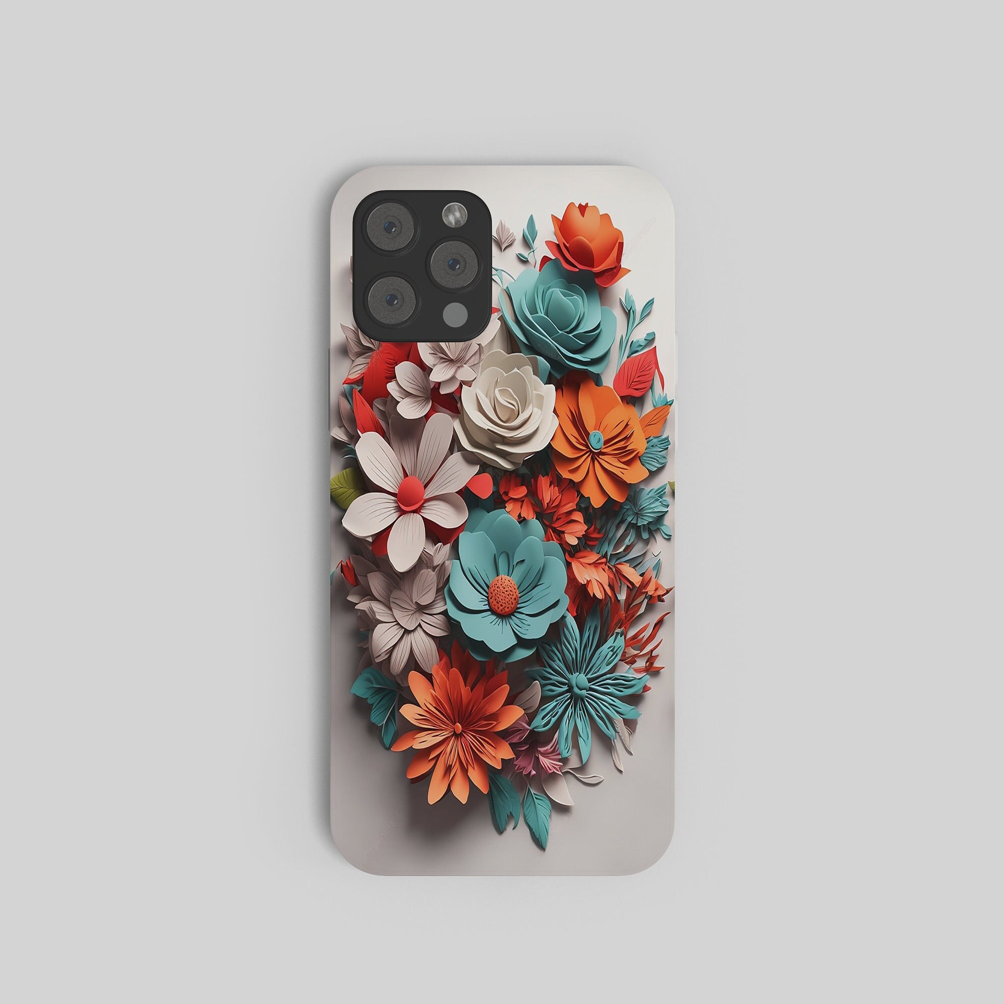 3D Flower Art Phone, PNG, Digital Templates for Custom Phone Cases ...