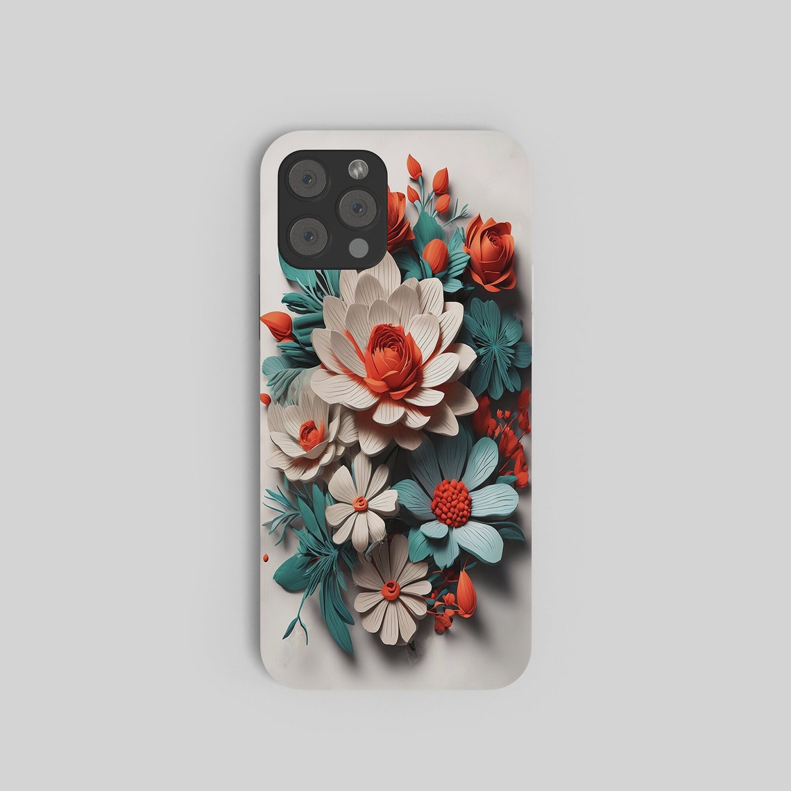 3D Flower Art Phone, PNG, Digital Templates for Custom Phone Cases ...