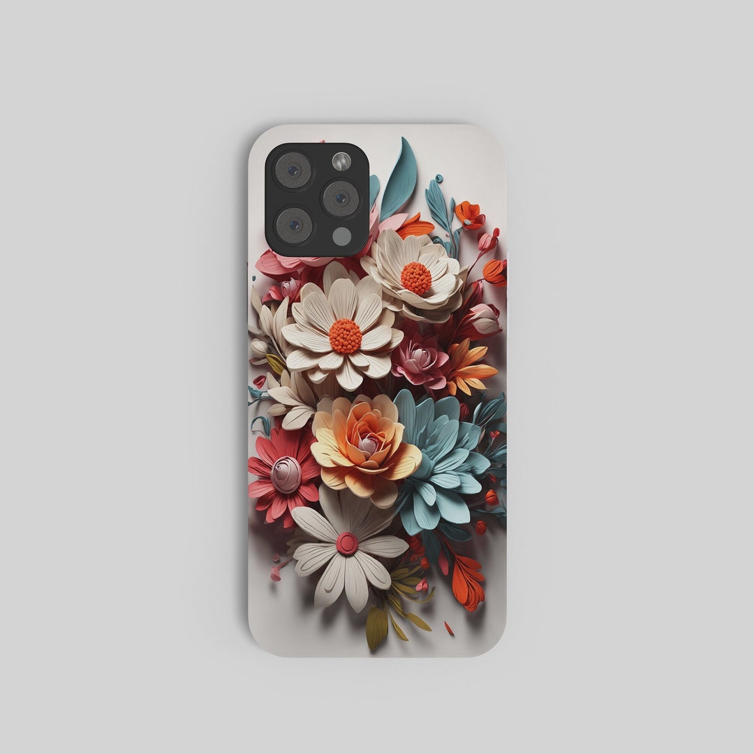 3D Flower Phone Case Design PNG | Custom Floral Art Template | Digital ...