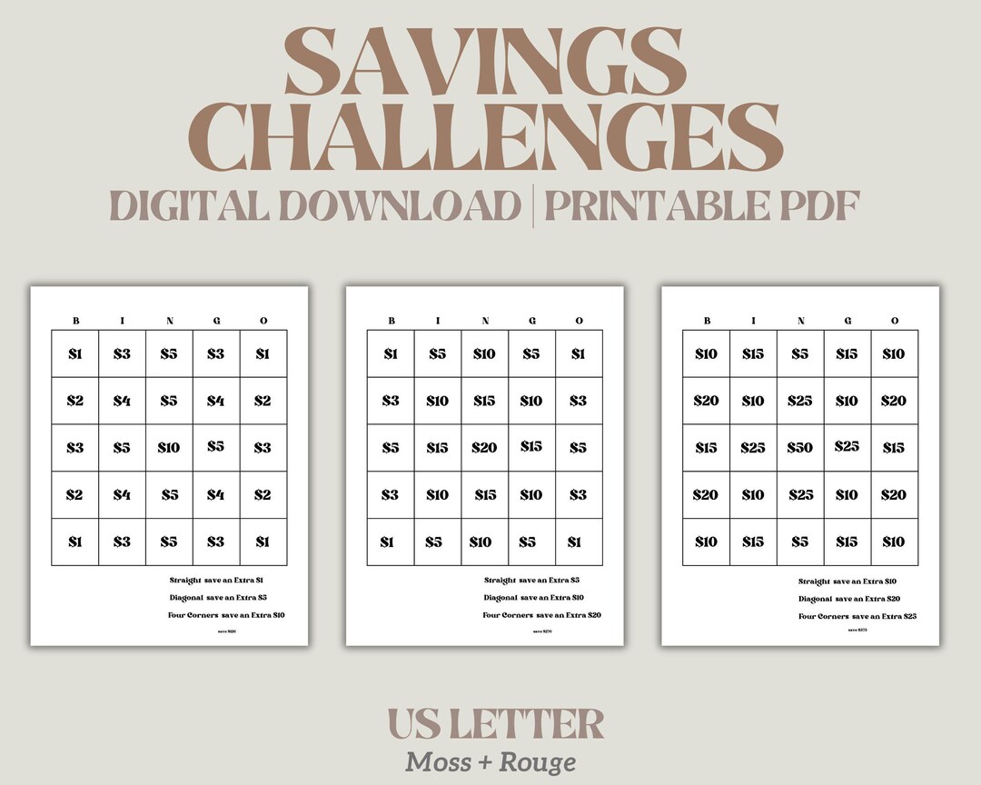 3 Bingo Savings Challenge Bundle - Etsy