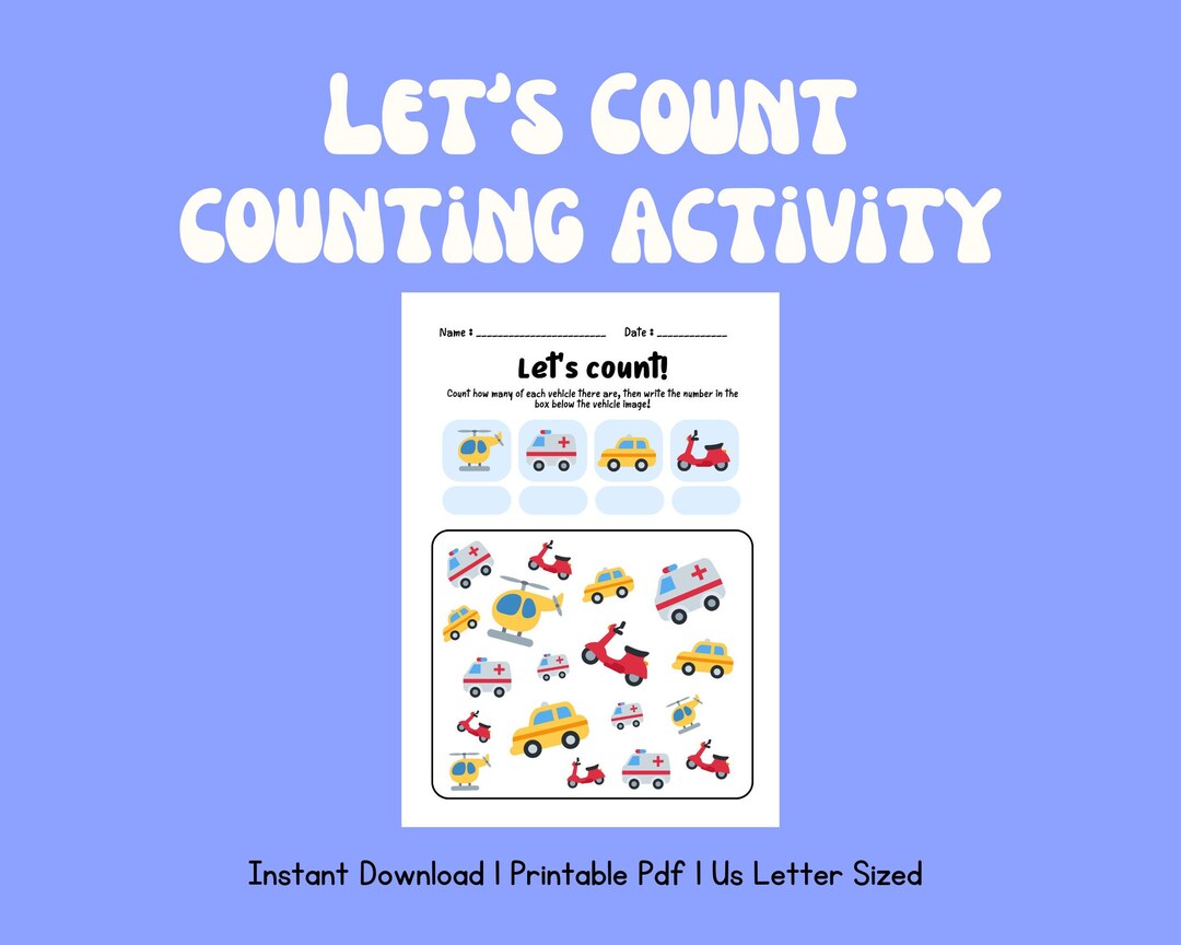 Let's Count Counting Activity for Preschoolers - Etsy