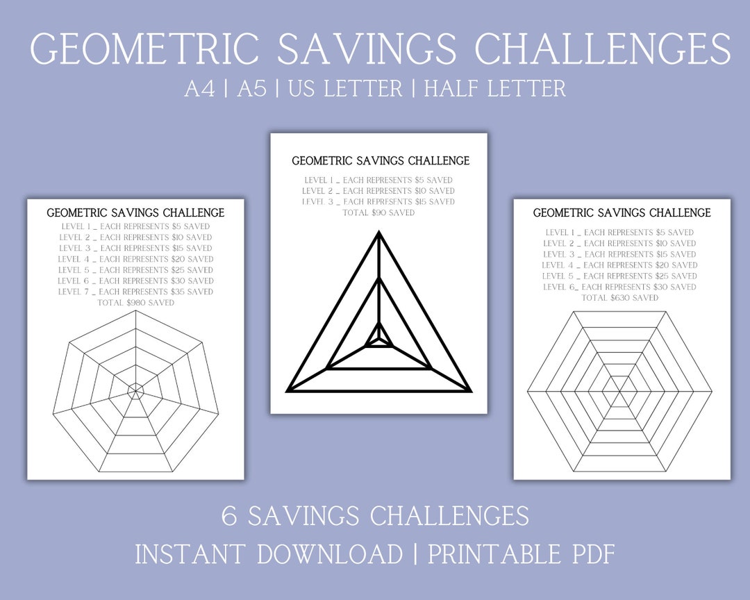Geometric Savings Challenge: Cash Stuffing Trackers (digital Download ...