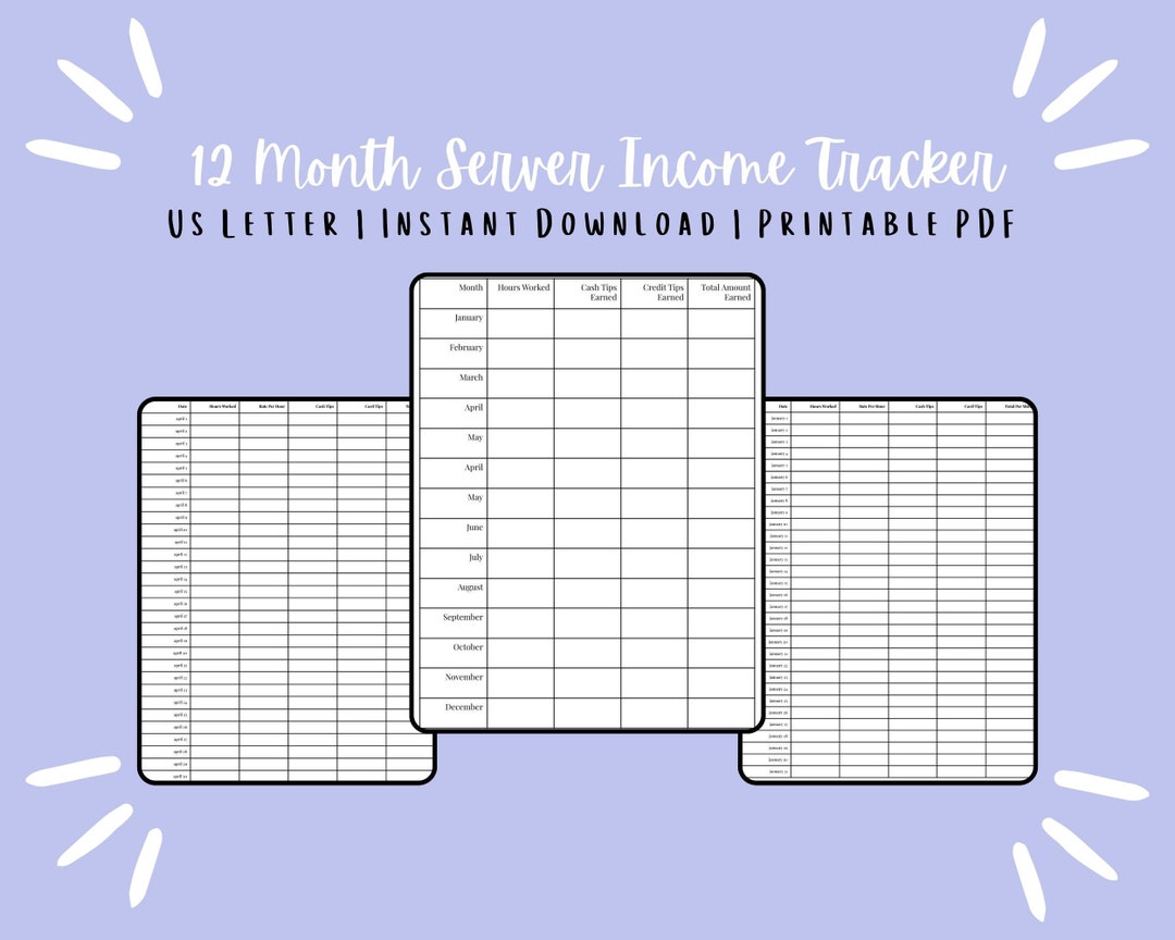 Server Income Tracker: Monthly/yearly Overview (digital Download) - Etsy