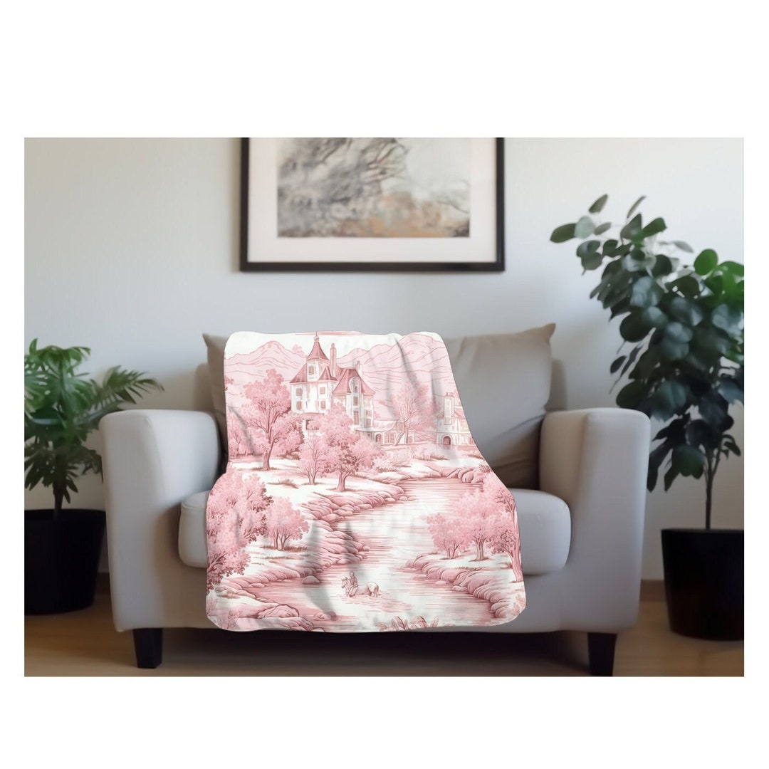 Pink French Country Soft Sherpa Blanket Vintage French Country Decor ...