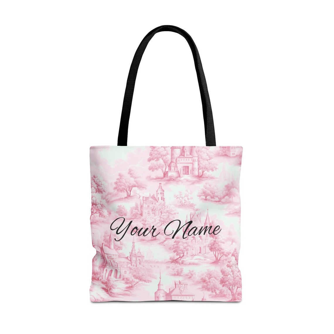 Pink Castle Toile French Country Tote Bag Pink Custom Tote Bag ...