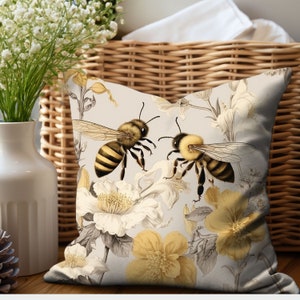French Country Decor Vintage Bee Pillow | Honey Bee Decor | Unique Gift ...