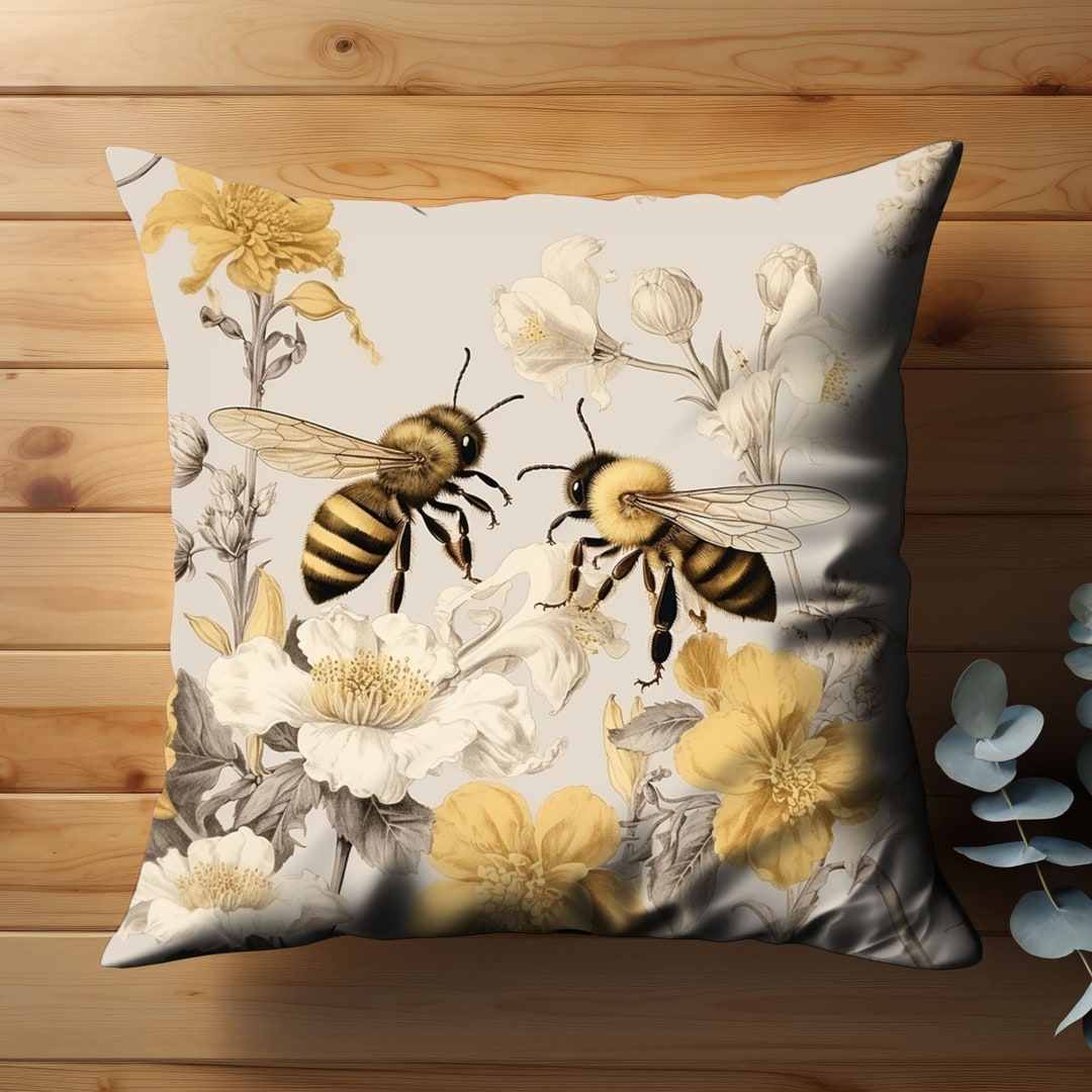 Bee Pillow Cover, French Country Decor Bee Lover Gift, Best Friends ...