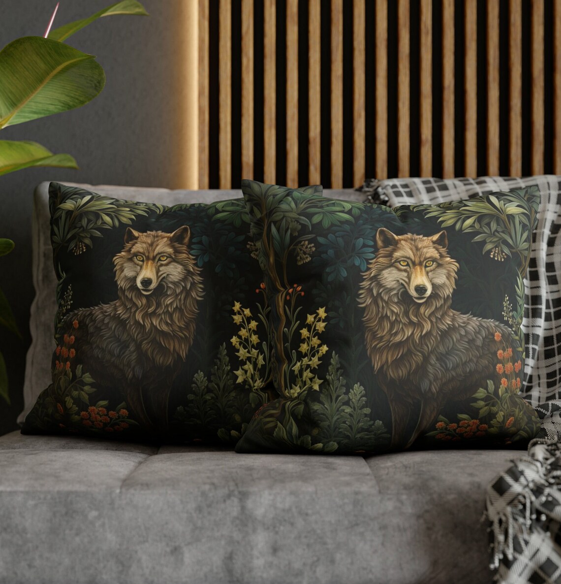 Wolf Throw Pillows Rustic Lodge Decor Cabin in the Woods Decor Wolf ...