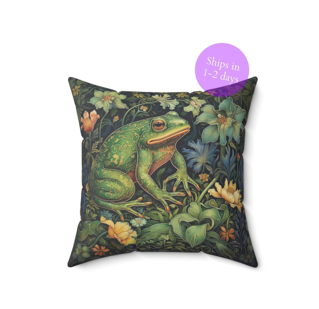 Frog Pillow Inspired by William Morris Unique Frog Accent Pillow High ...