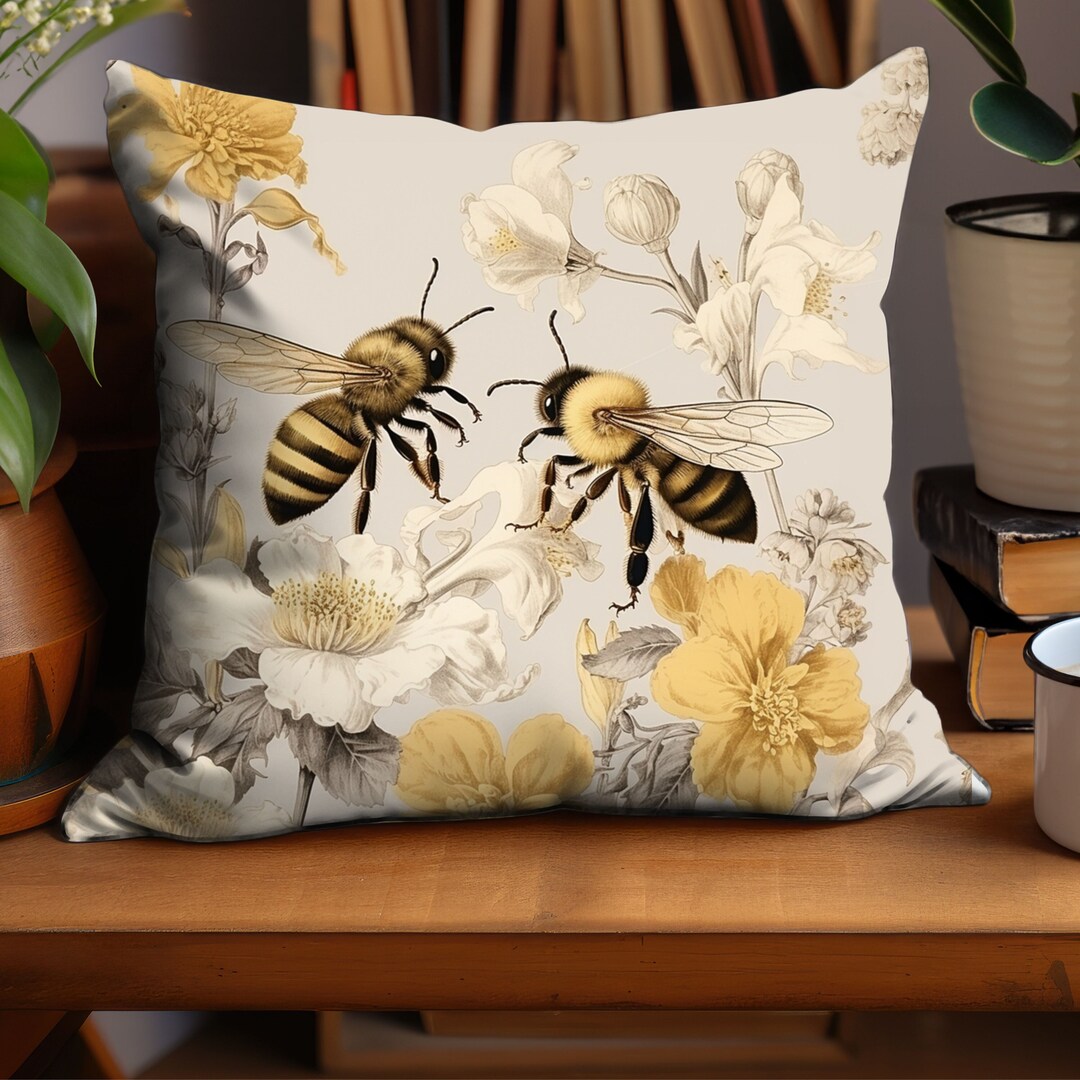 French Country Decor Vintage Bee Pillow | Honey Bee Decor | Unique Gift ...