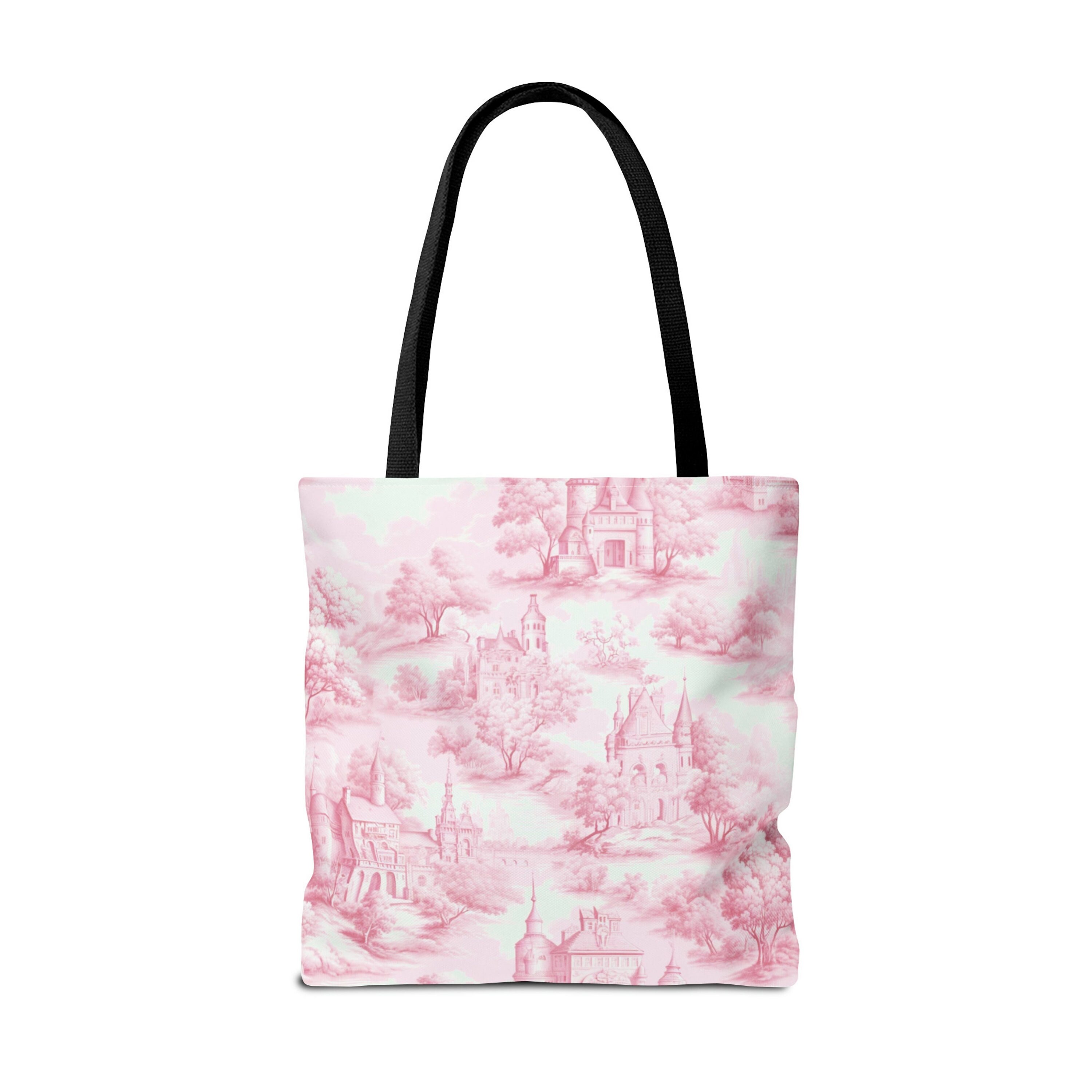 Pink Castle Toile French Country Tote Bag Pink Custom Tote Bag ...