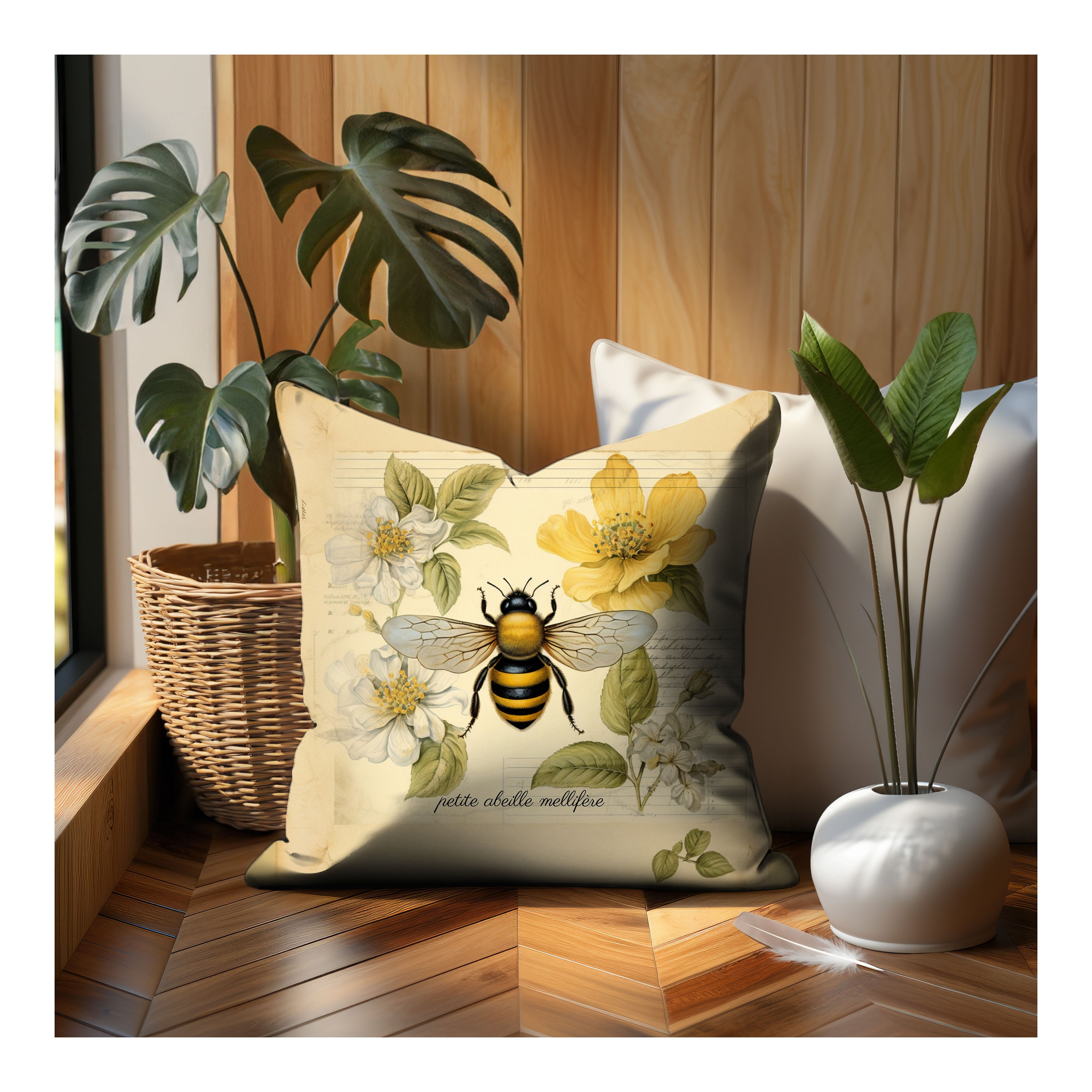 Bee Pillow Cover Sofa Accent Pillow French Country Decor Queen Bee ...