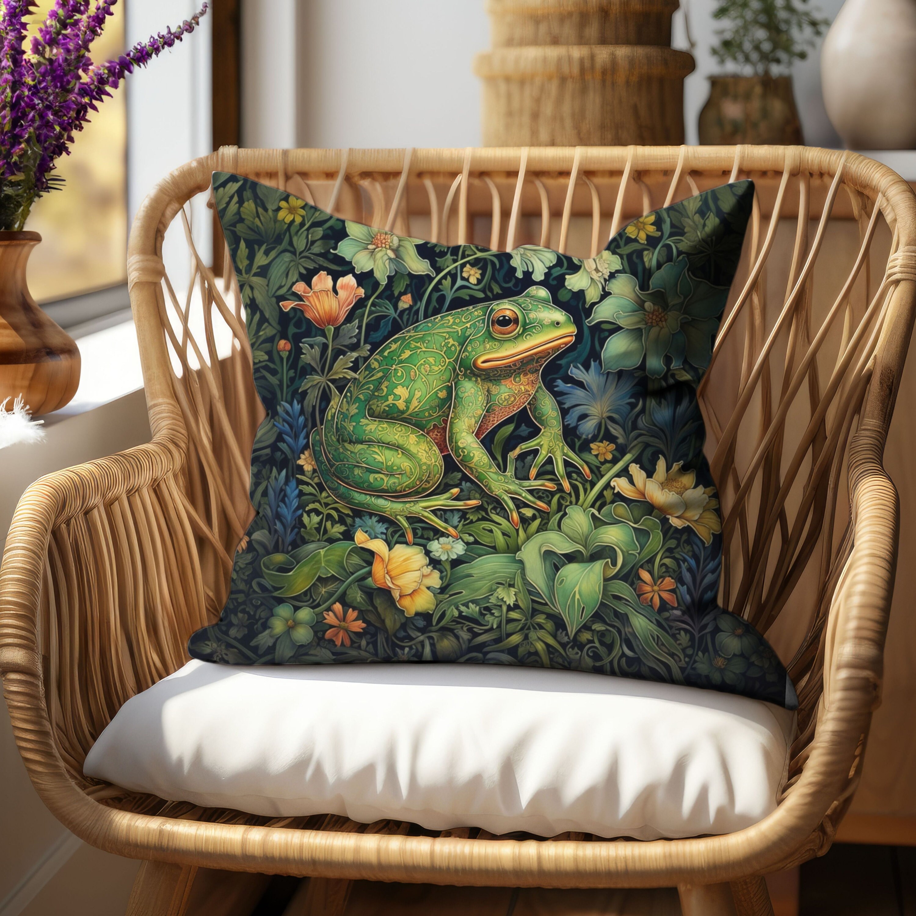 Frog Pillow Inspired by William Morris Frog Accent Pillow Covers Frog ...
