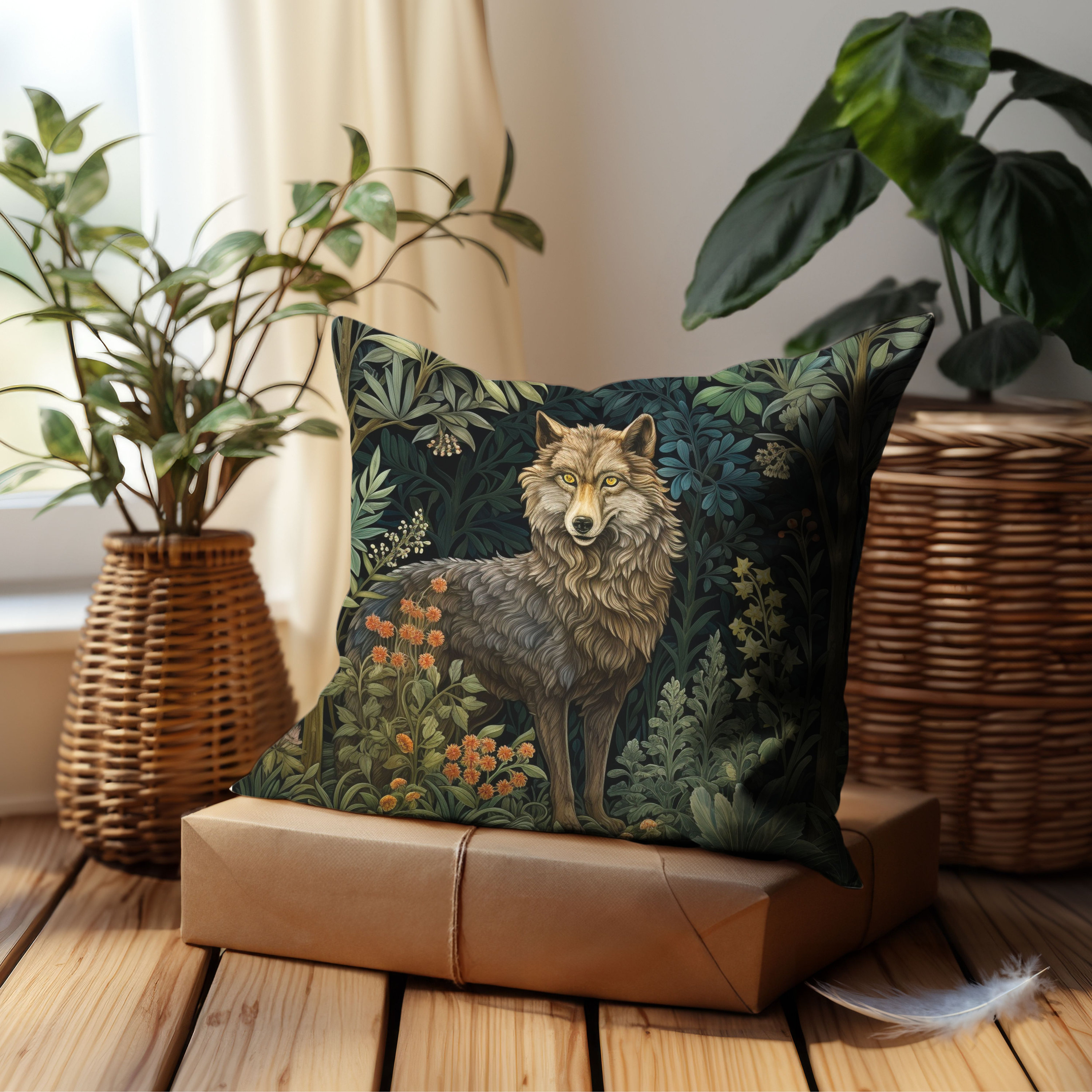 Wolf Throw Pillows Rustic Lodge Decor Cabin in the Woods Decor Wolf ...