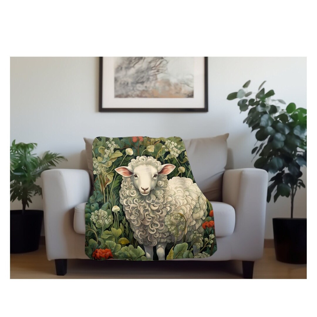 William Morris Inspired Sheep Blanket | Sherpa Fleece Blanket ...