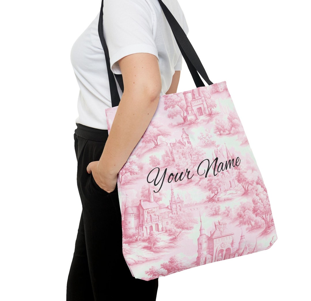 Pink Castle Toile French Country Tote Bag Pink Custom Tote Bag ...