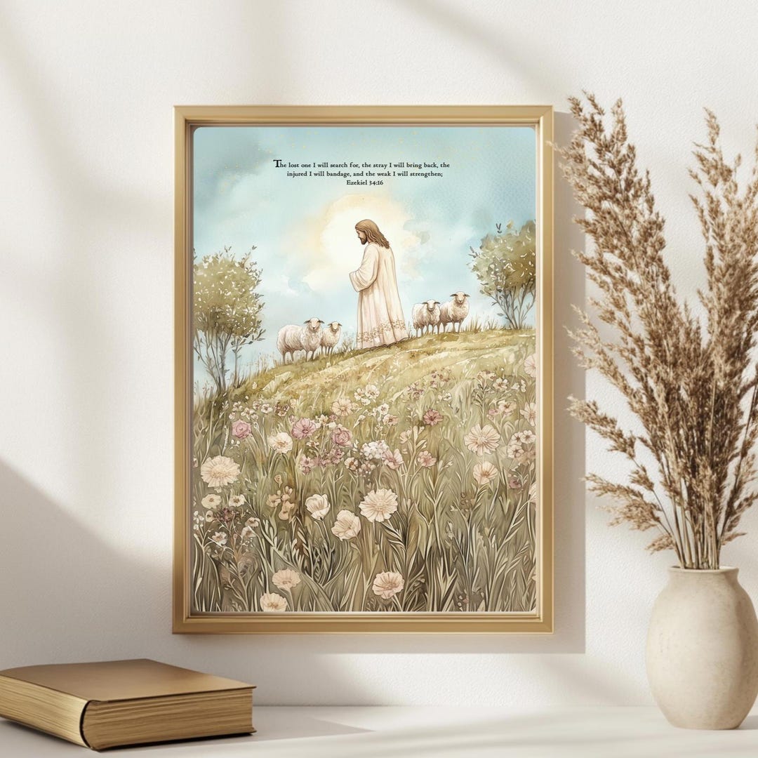 Christian Wall Art Bible Verse Print, Ezekiel 34:16 the Good Shepherd ...