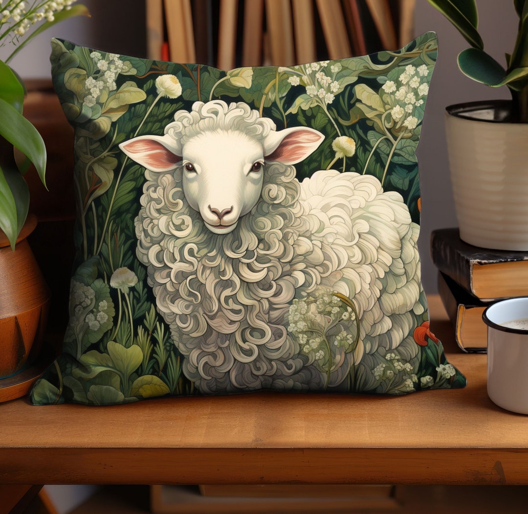 William Morris Inspired Sheep Pillow | Farmhouse Decor | Vintage Sheep ...
