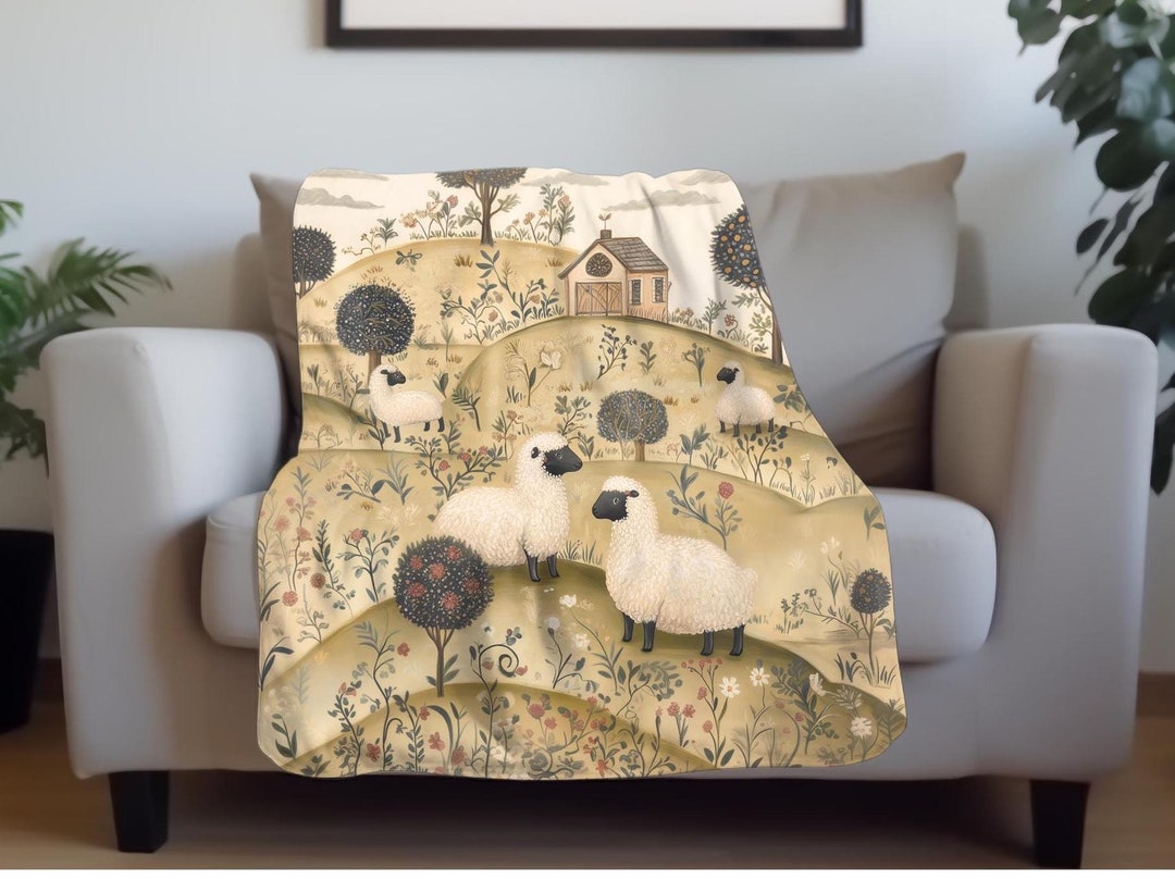 Farmhouse Decor Black Face Sheep Blanket 50x60 60x80, Valais Blacknose ...