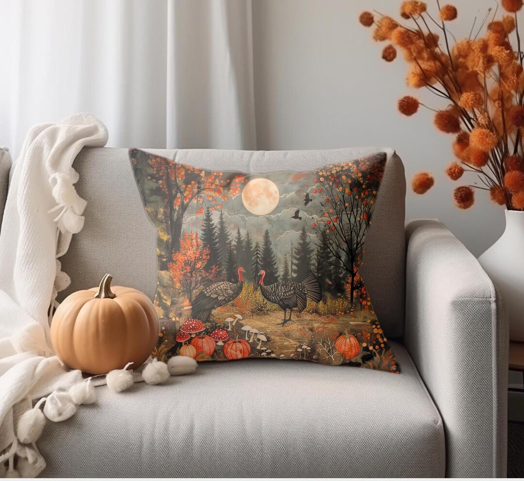 Thanksgiving Wild Forest Turkeys Home Decor Living Room Pillow Cover ...
