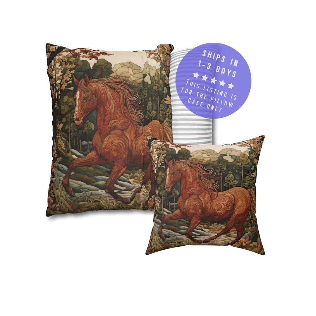 William Morris Inspired Pillow Cover, Chestnut Horse, Unique Horse Gift ...