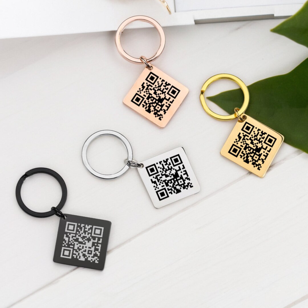 Personalized QR Code Keychain,custom Code Keyring, Engraved Sharing ...