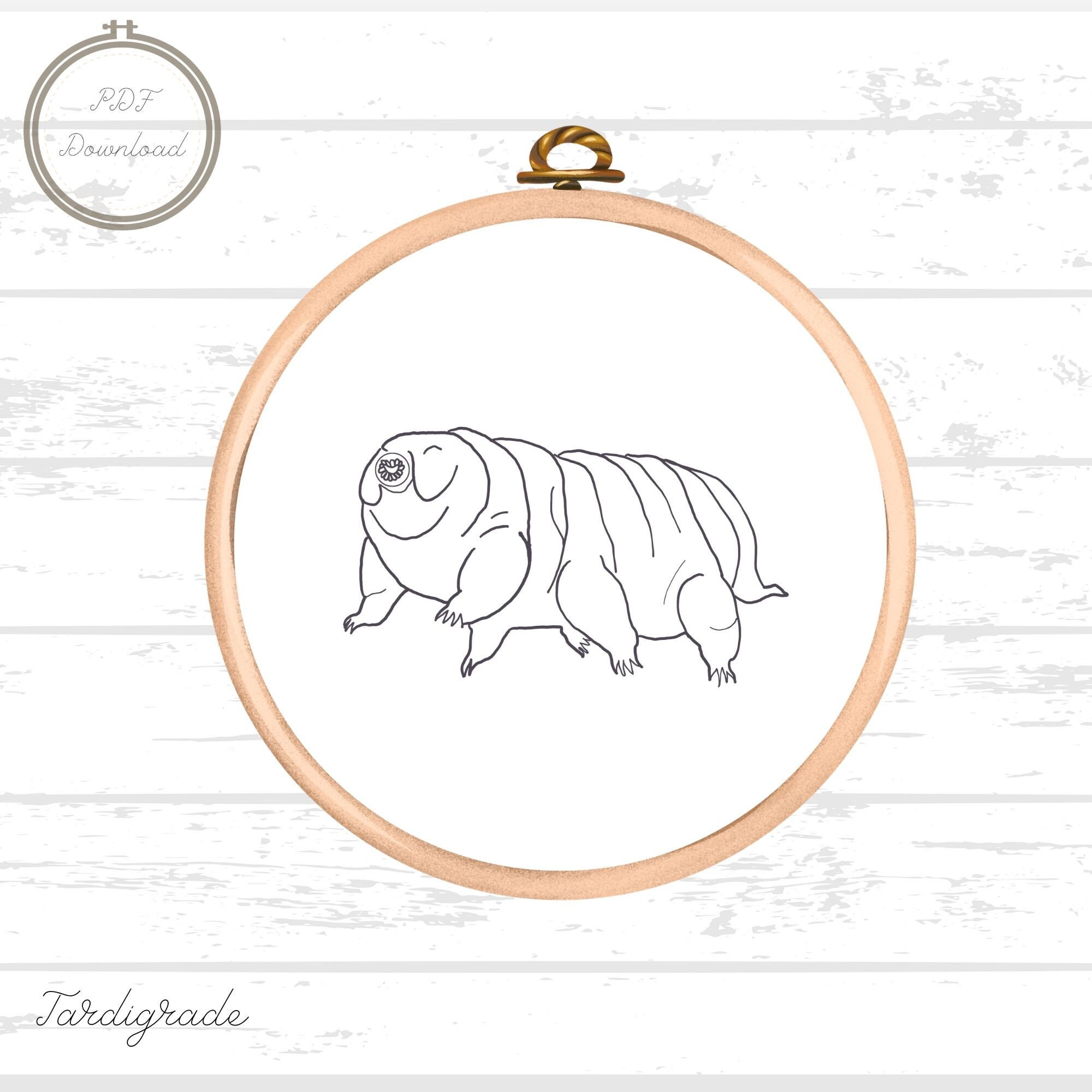 Tardigrade Embroidery Pattern, Science Embroidery Design, Water Bear ...