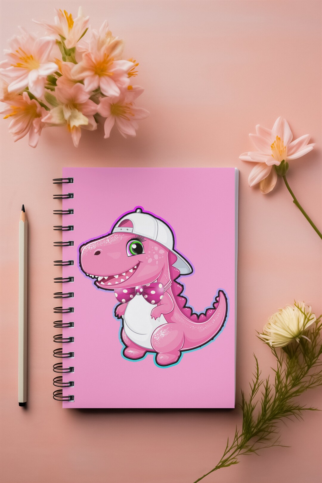 Pink Dinosaur Spiral Bound Journal - Etsy