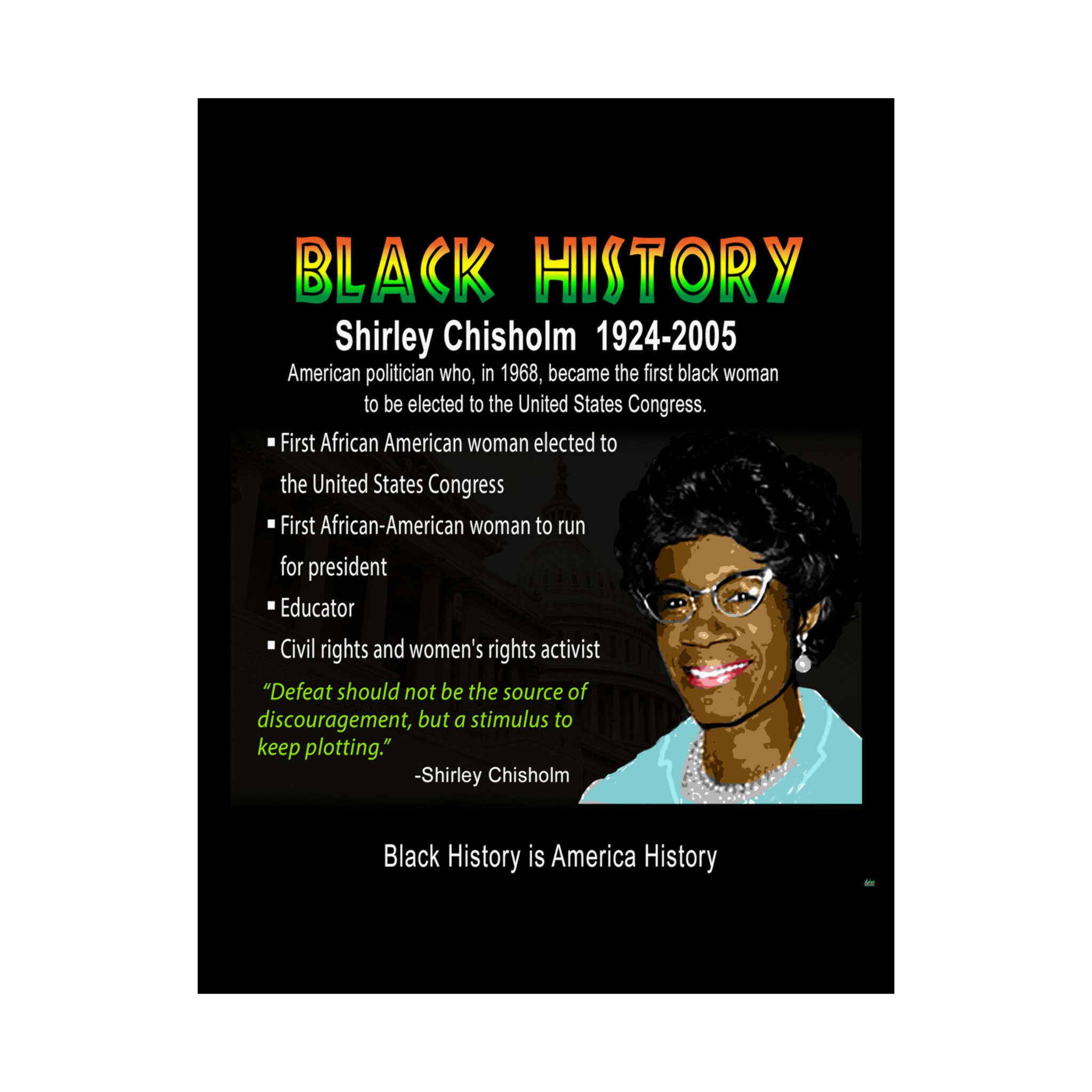 Shirley Chisholm Poster, Black History Art (matte Vertical) - Etsy