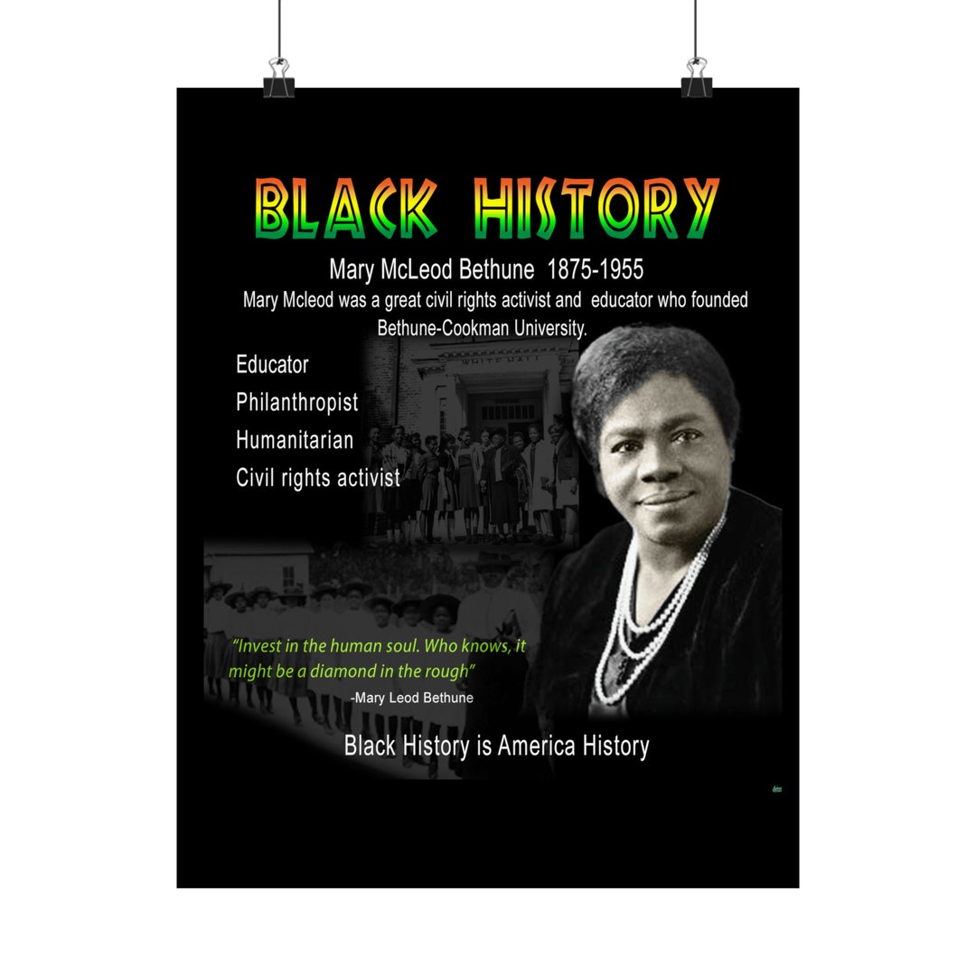 Mary Mcleod Bethune Poster Matte Vertical Posters Black History Mary ...