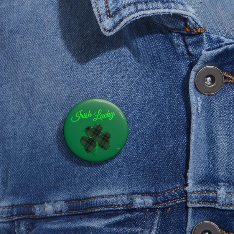 Irish Lucky Shamrock Clover Custom Pin Buttons, Irish Lucky Shamrock ...