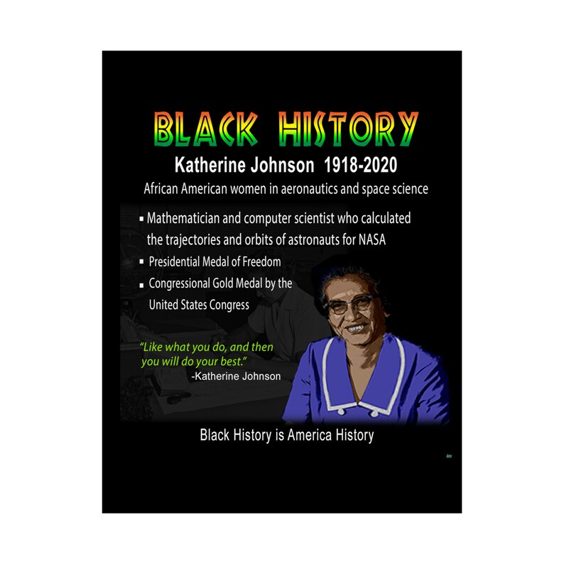 Katherine Johnson Poster Matte Vertical Posters Black History Katherine ...