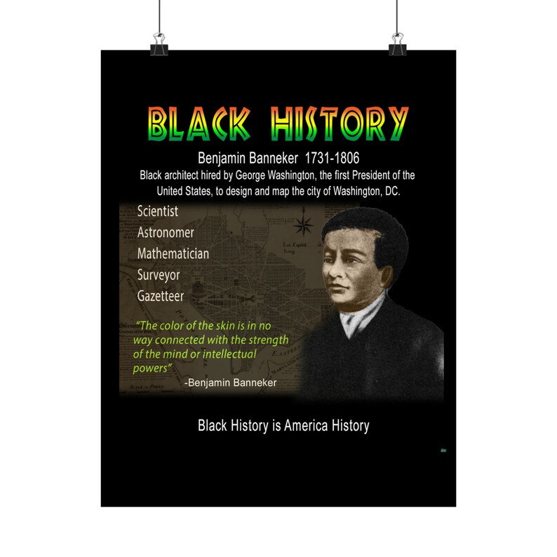Benjamin Banneker Poster Matte Vertical Posters Black History Benjamin ...