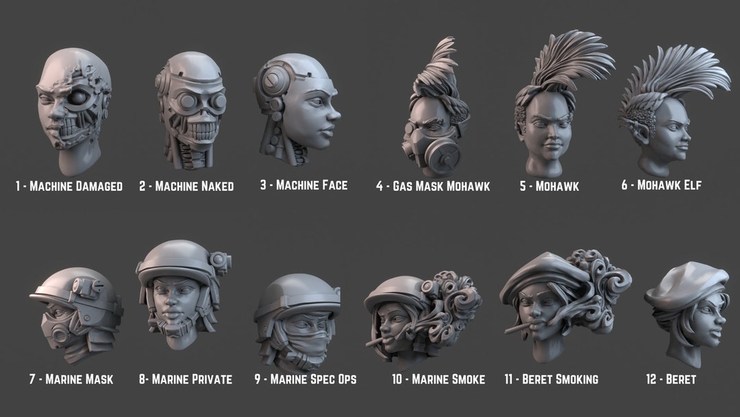 More Alternative Female Miniature Heads Part 2 - Etsy