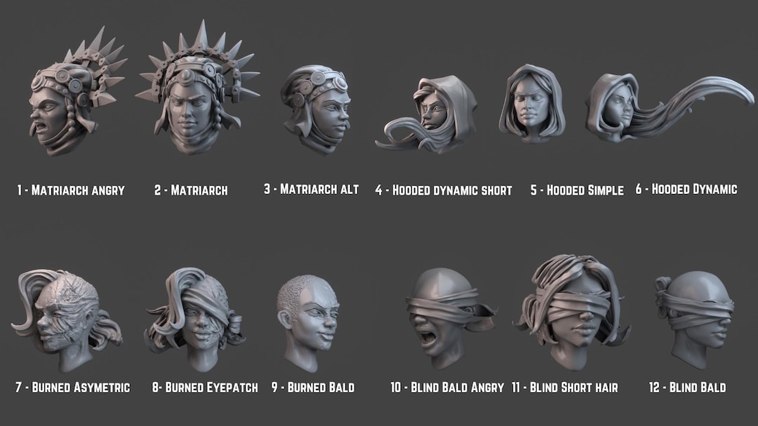 Even More Alternative Female Miniature Heads Part 3 - Etsy