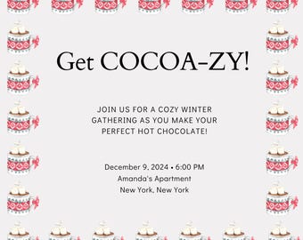 Hot Cocoa Party Invitation Template Cozy Winter DIY Digital Download - Etsy