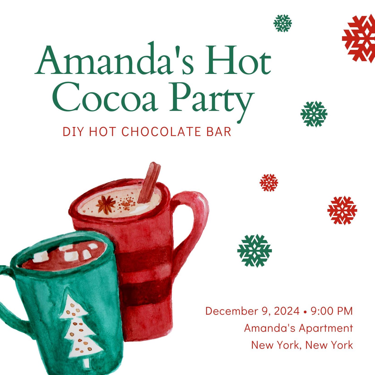 Hot Cocoa Party Invitation Template - Cozy Winter DIY Digital Download ...