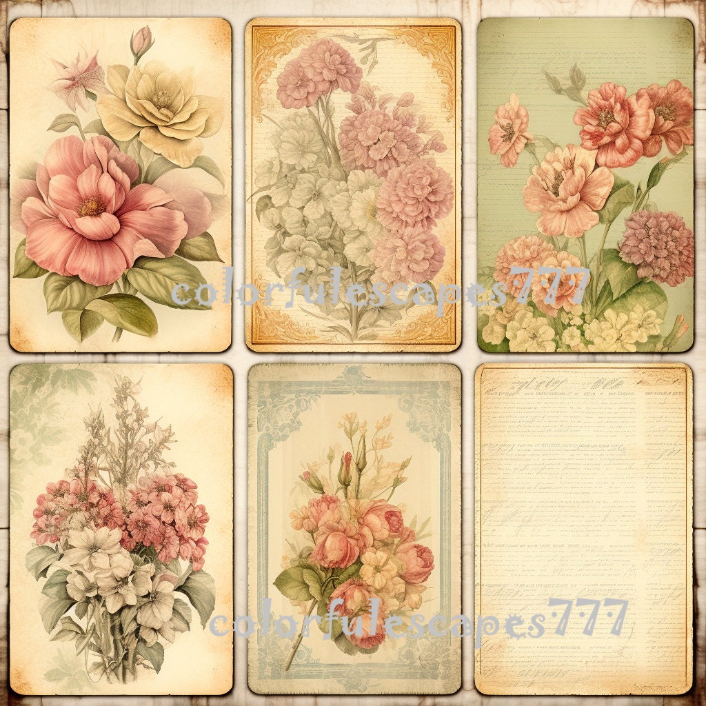 Vintage Botanical , Printable Junk Journal Embellishments, Flower ...