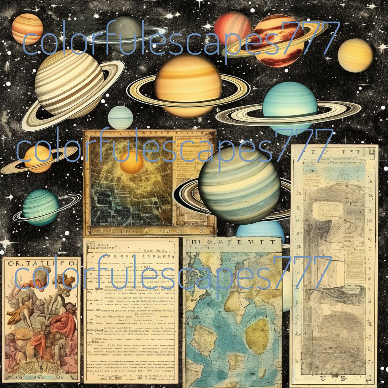 Space Exploration Digital Altered Art Digital Collage Sheet for Journal ...