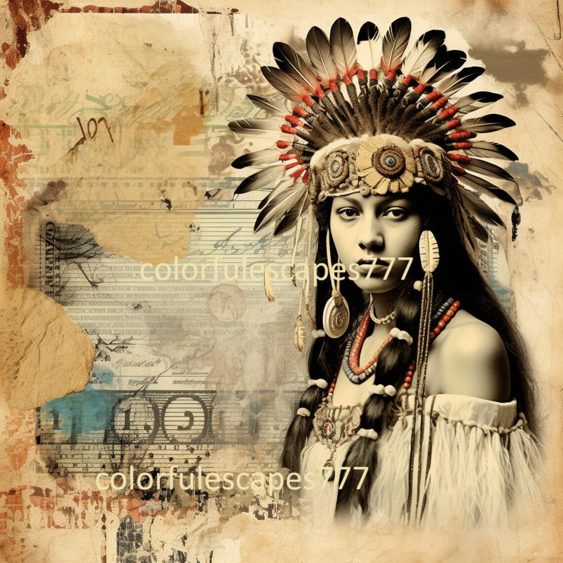 Native American Digital Collage Sheet, Scrapbooking (digital Download ...