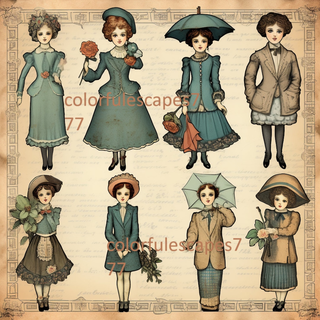 FUNNY PAPER DOLL Digital Paper Altered Art Journal Page Digital Collage ...