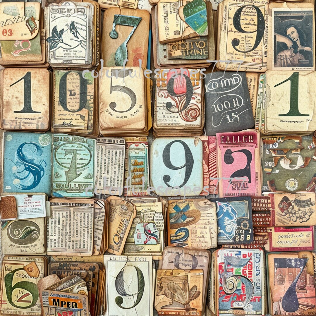 Vintage Letter& Number Printable Ephemera | 100 + Pc | Digital Junk ...