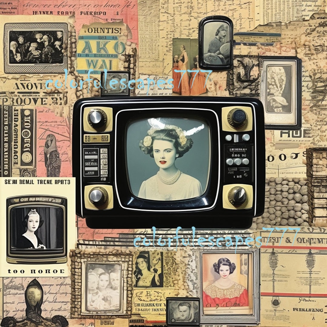1920s Television Fussy Cut, Victorian Scrapbook Collage (digital ...