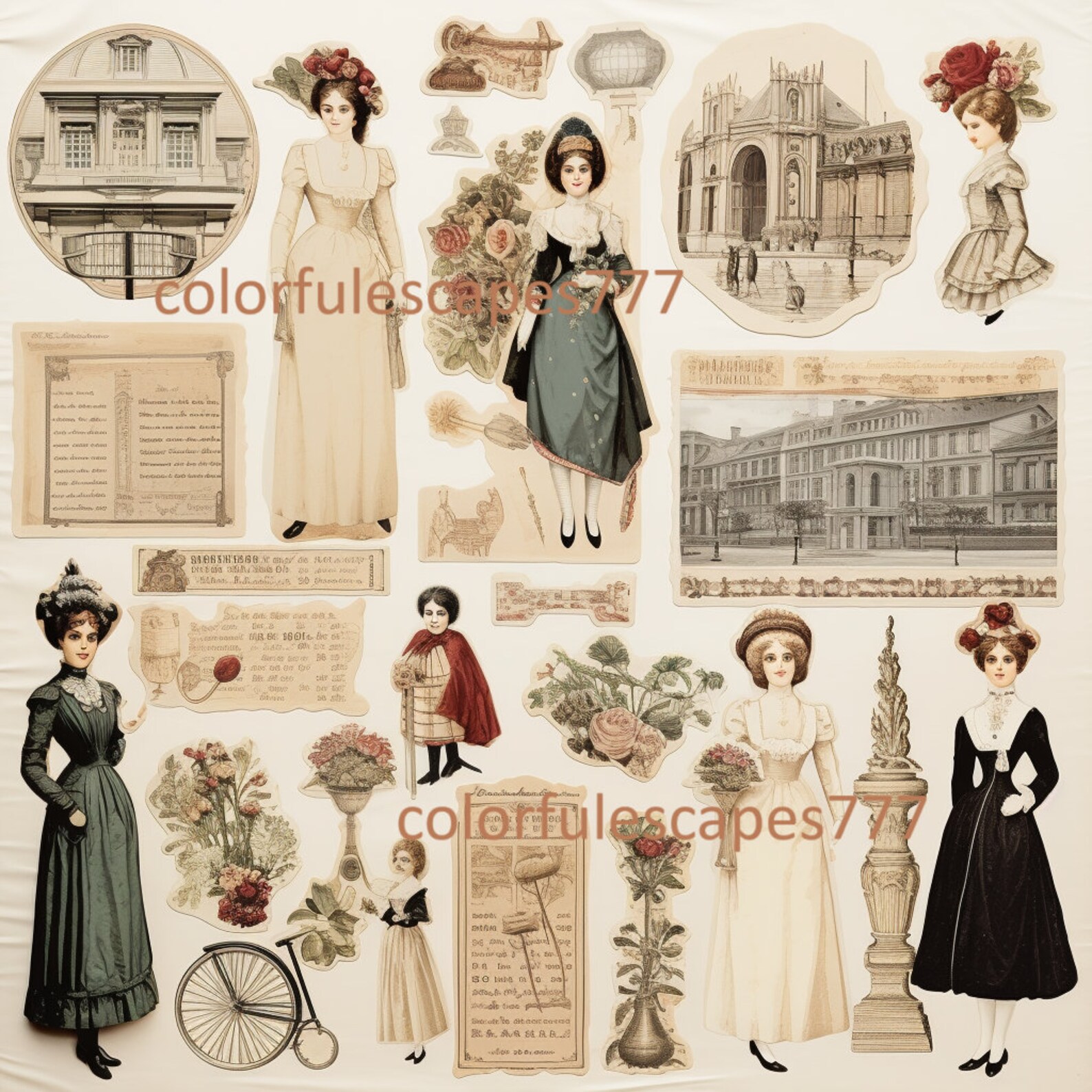 FUNNY PAPER DOLL Digital Paper Altered Art Journal Page Digital Collage ...
