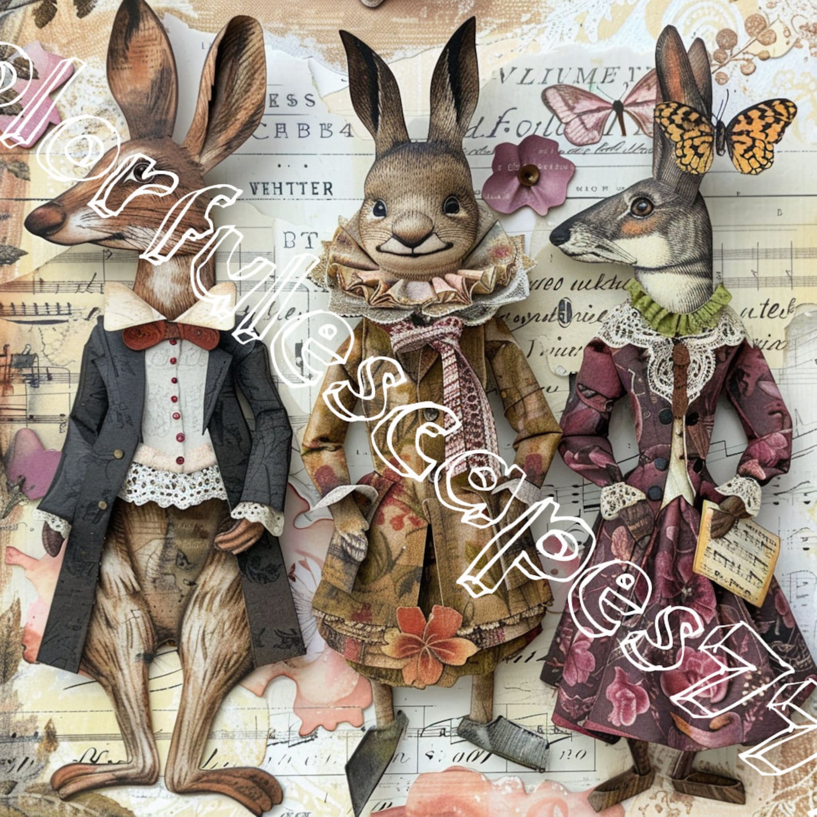 ANIMAL Paper Dolls Digital Altered Art Colorable Articulated Digital ...