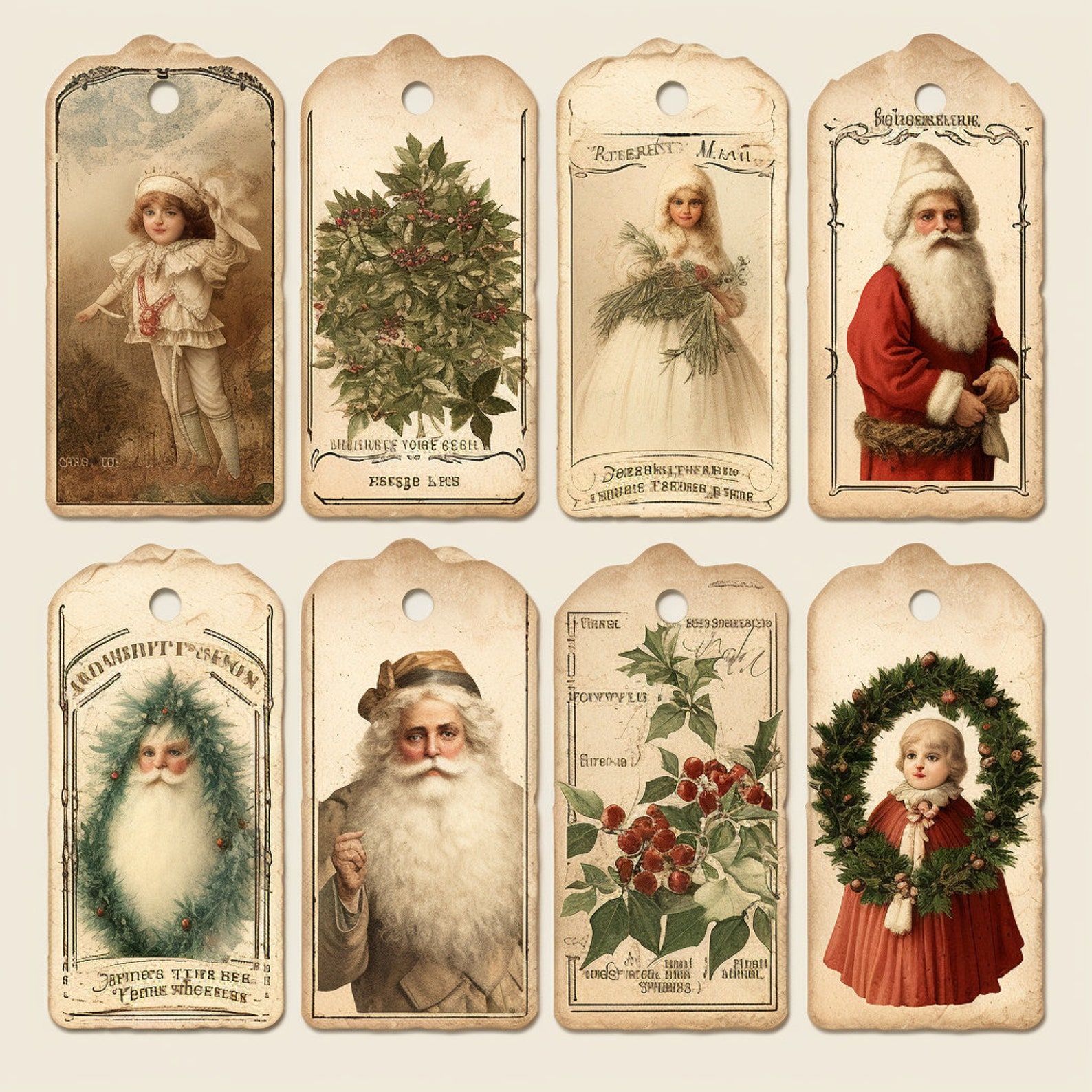 Classic Christmas Tags Junk Journal Supply, Holiday Printables, Vintage ...