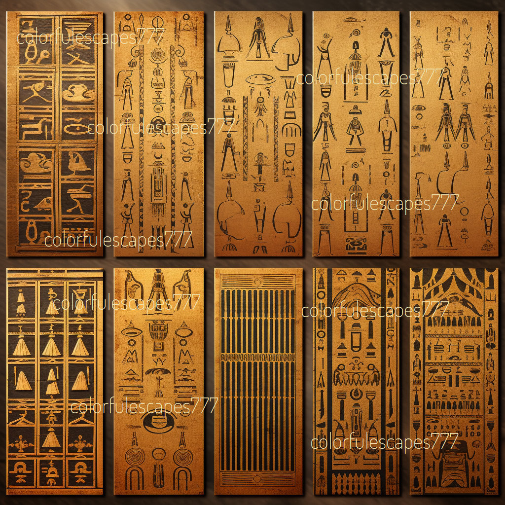 Egyptian Hieroglyphics Digital Paper – Vintage Papyrus Patterns (PNG ...