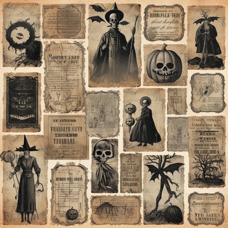 Vintage Halloween Paper Background, Ephemera, Old Patterns,no Words ...