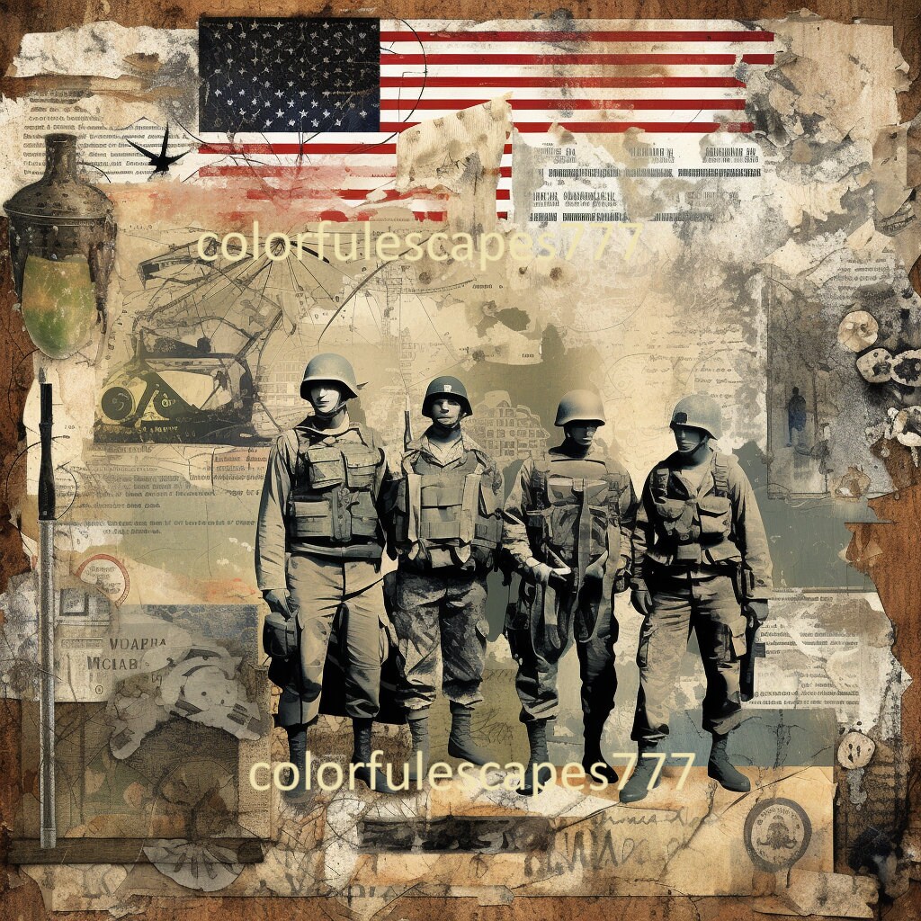 Military Digital Paper Altered Art Journal Page Digital Collage Sheet ...